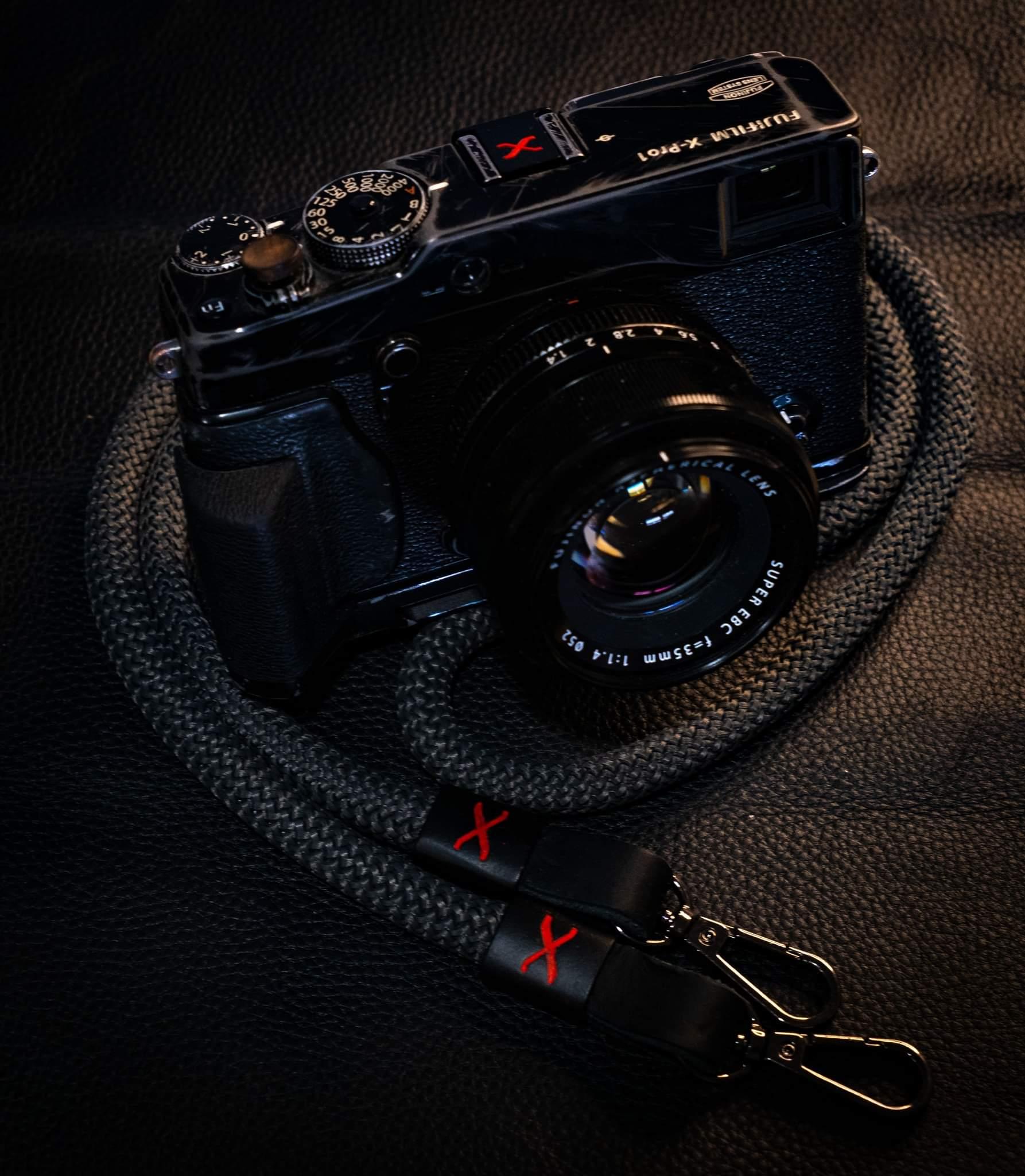 Personalized Black/Red X Straps – Hyperion Handmade Camera Straps