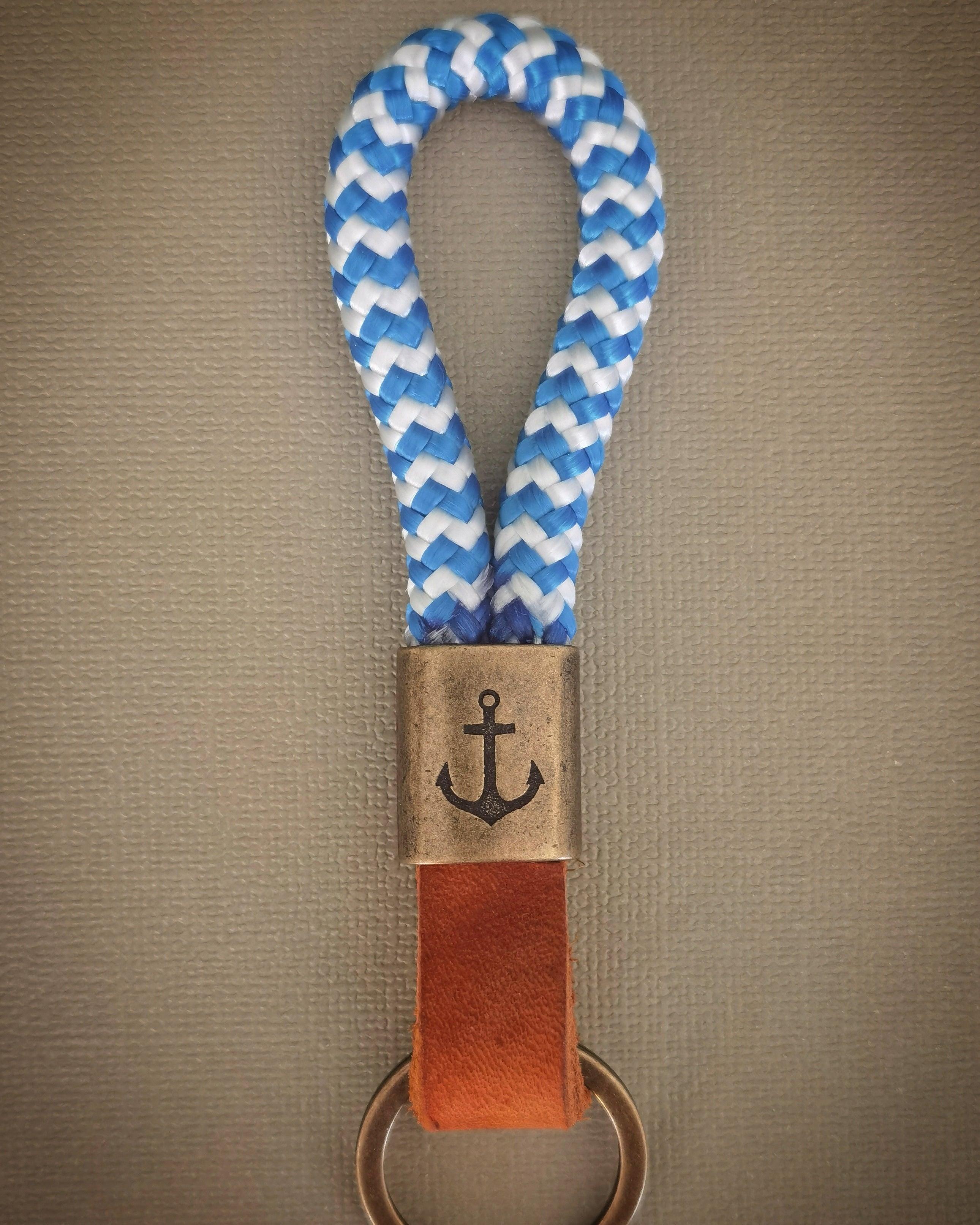 Aegean Blue Leather Anchor Keychain – Hyperion Handmade Camera Straps