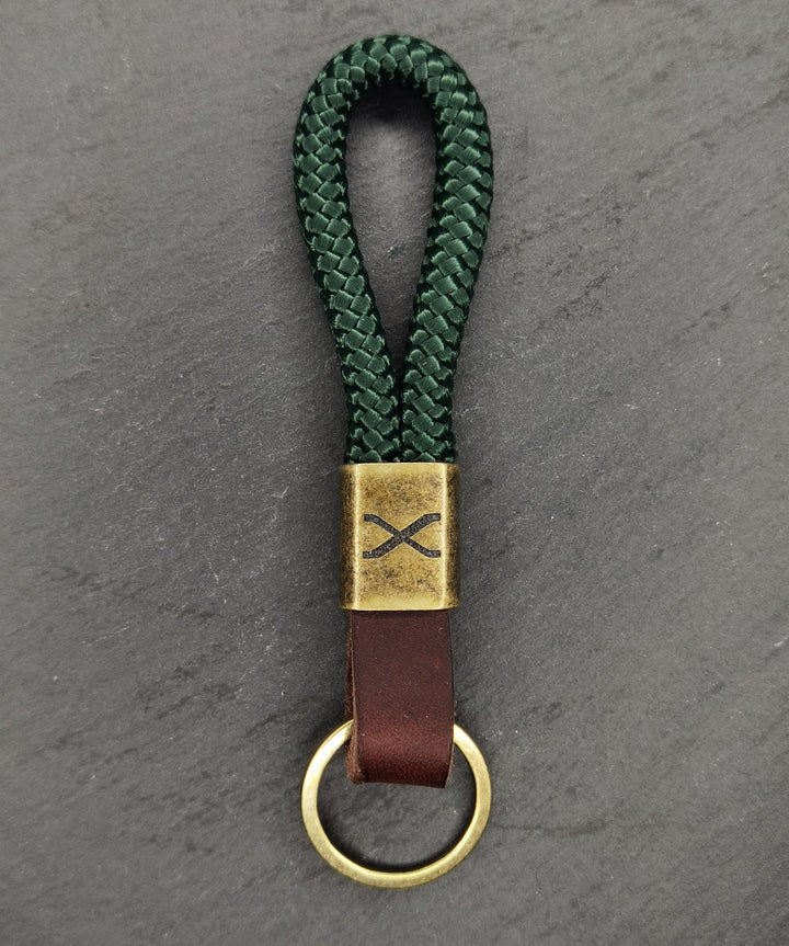 Forest Green Dark Brown Leather X Keychain – Hyperion Handmade Camera ...